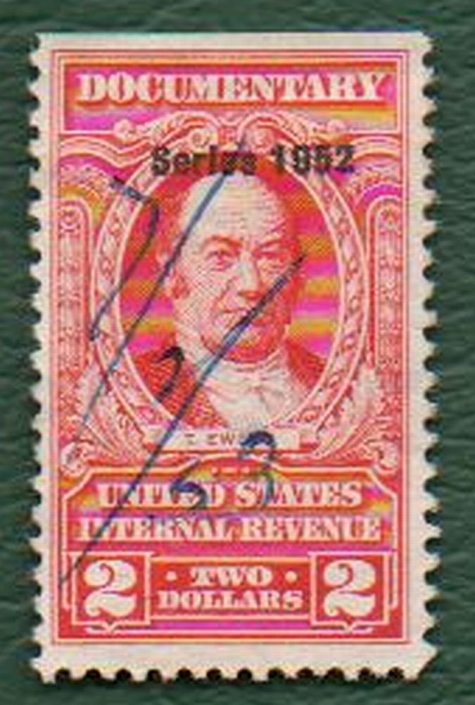 USA Scott #R602 $2.00 Documentary Revenue Stamp 1952 F-VF