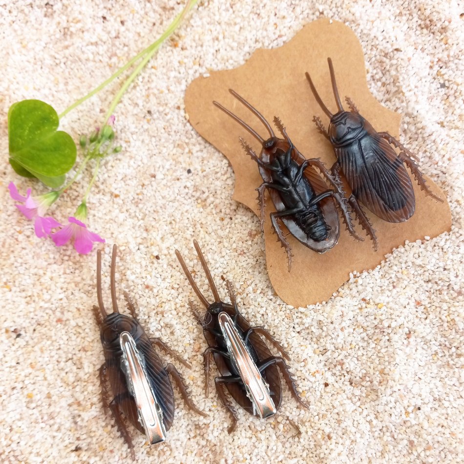 Realistic Looking Fake Cockroach Bug Critter Hair Clips Barrette