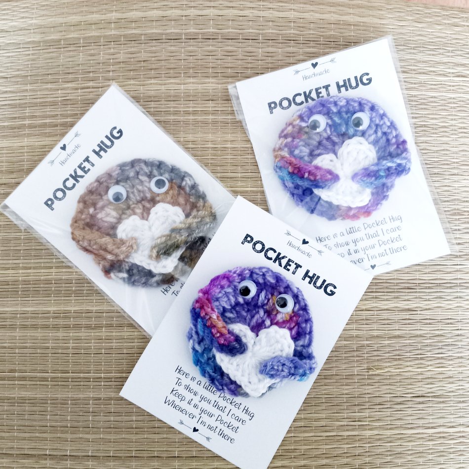 Pocket Hug Heart Token Love Support Toy Handmade Crochet