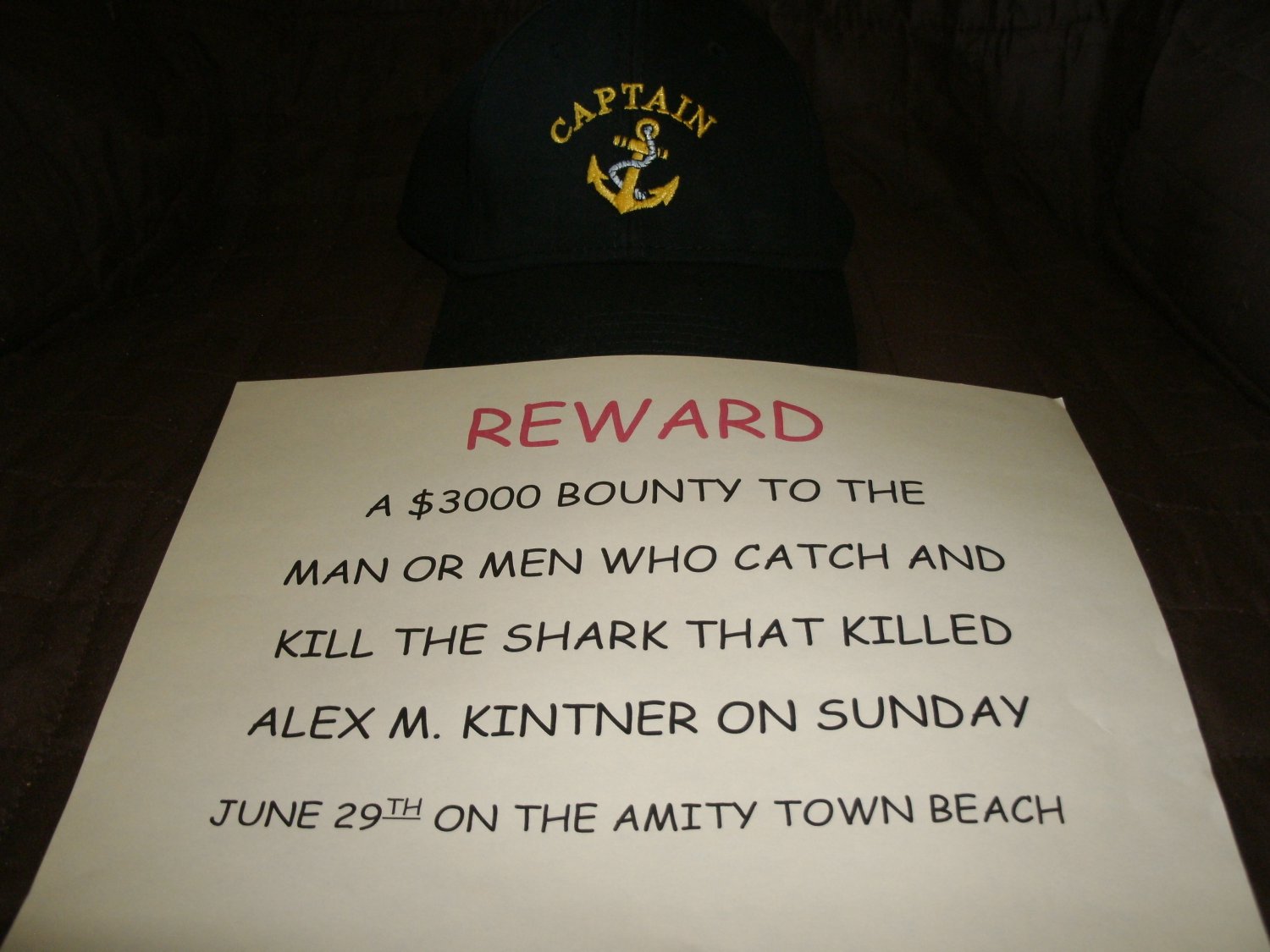 JAWS Kintner Bounty Sign Prop Replica