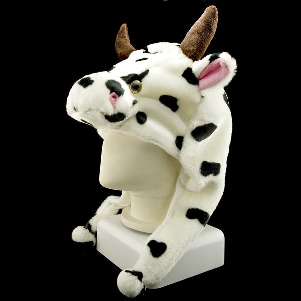 Dairy Cattle Cow Mascot Plush Fancy Costume Fur Hat Cap #11463