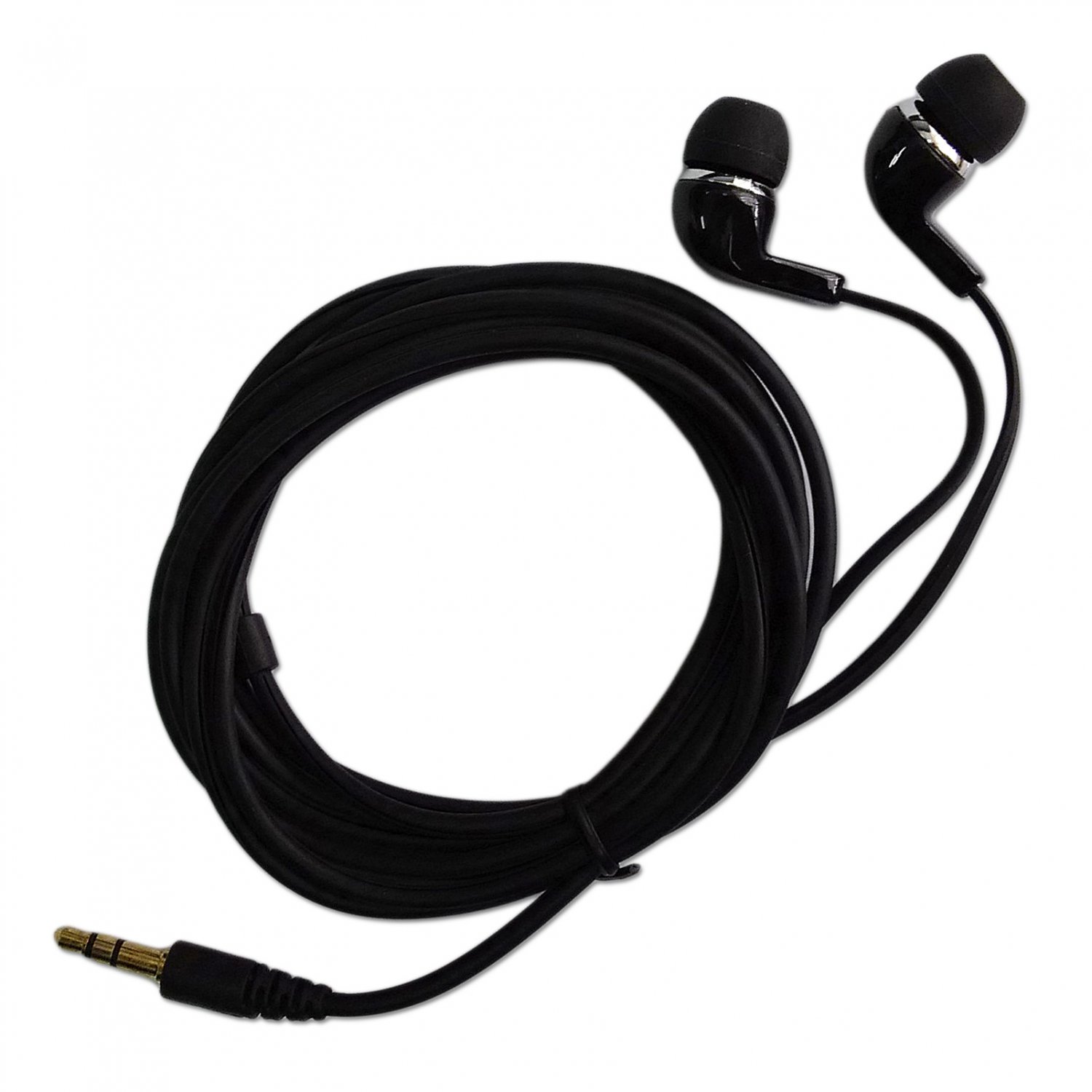 Black 3.5mm 2M 2 Meters Long In-Ear Thick Cable Earbuds Headphones ...