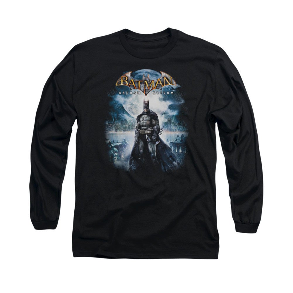 Batman Arkham Asylum Game Cover Long Sleeve T-Shirt Black