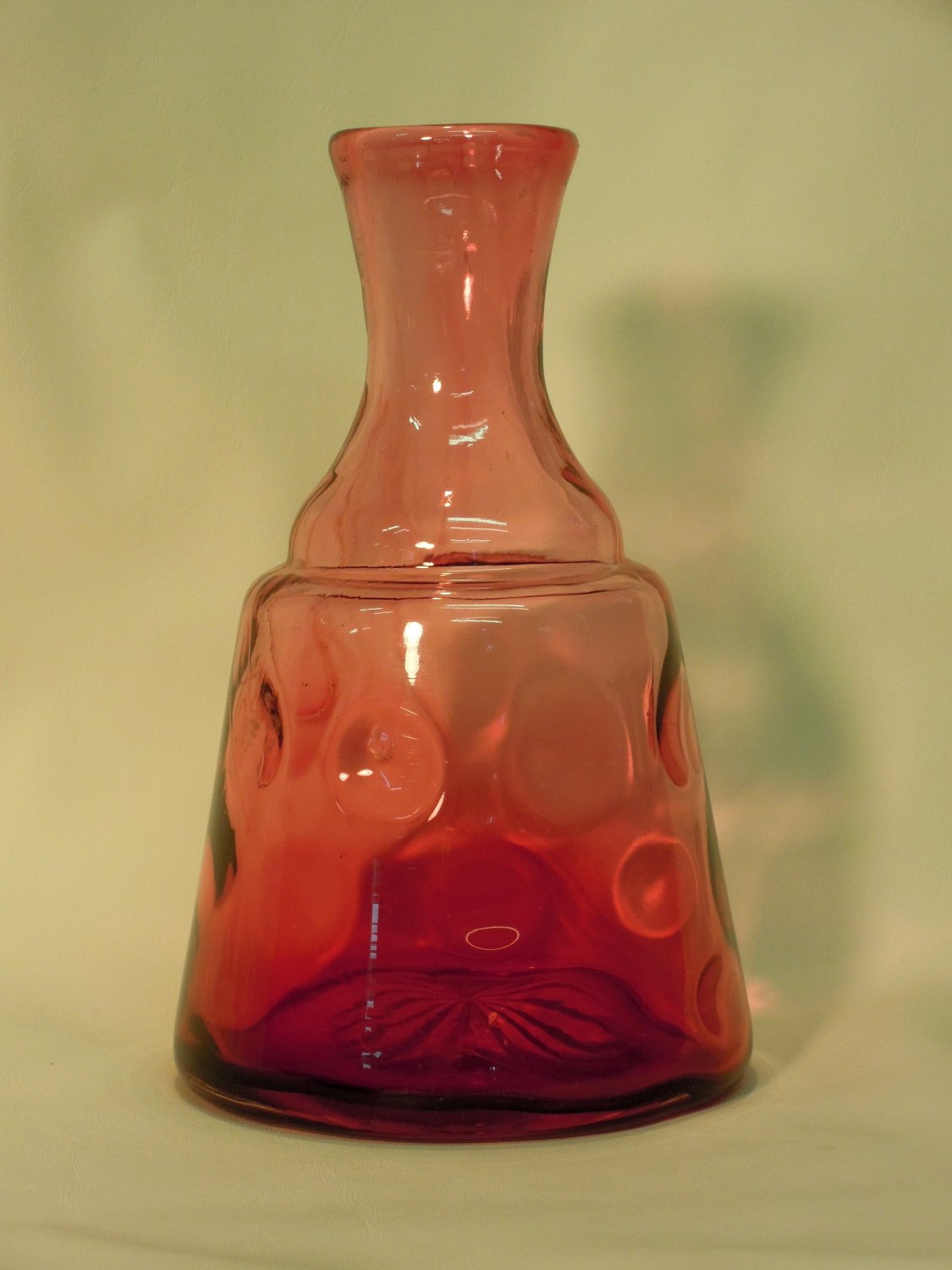 Vintage Art Glass Carafe Red