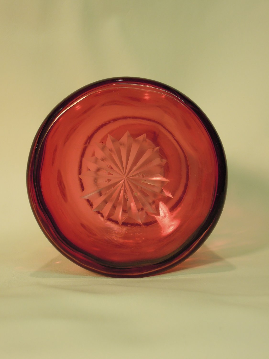 Vintage Art Glass Carafe Red