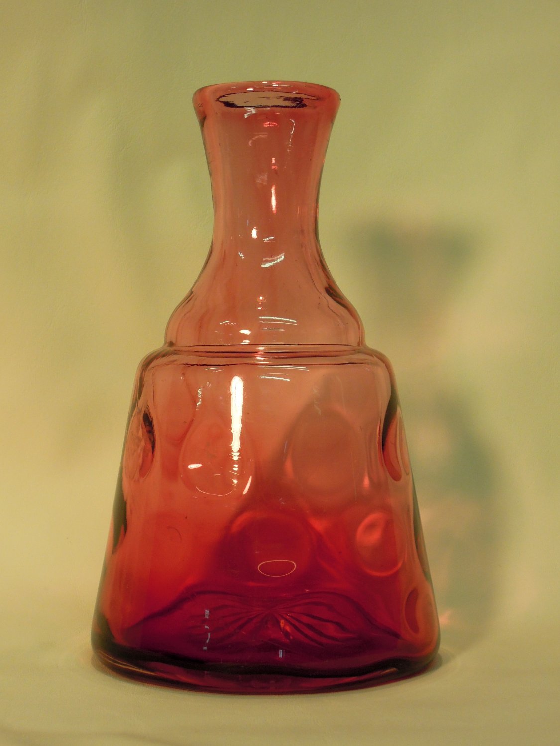 Vintage Art Glass Carafe Red