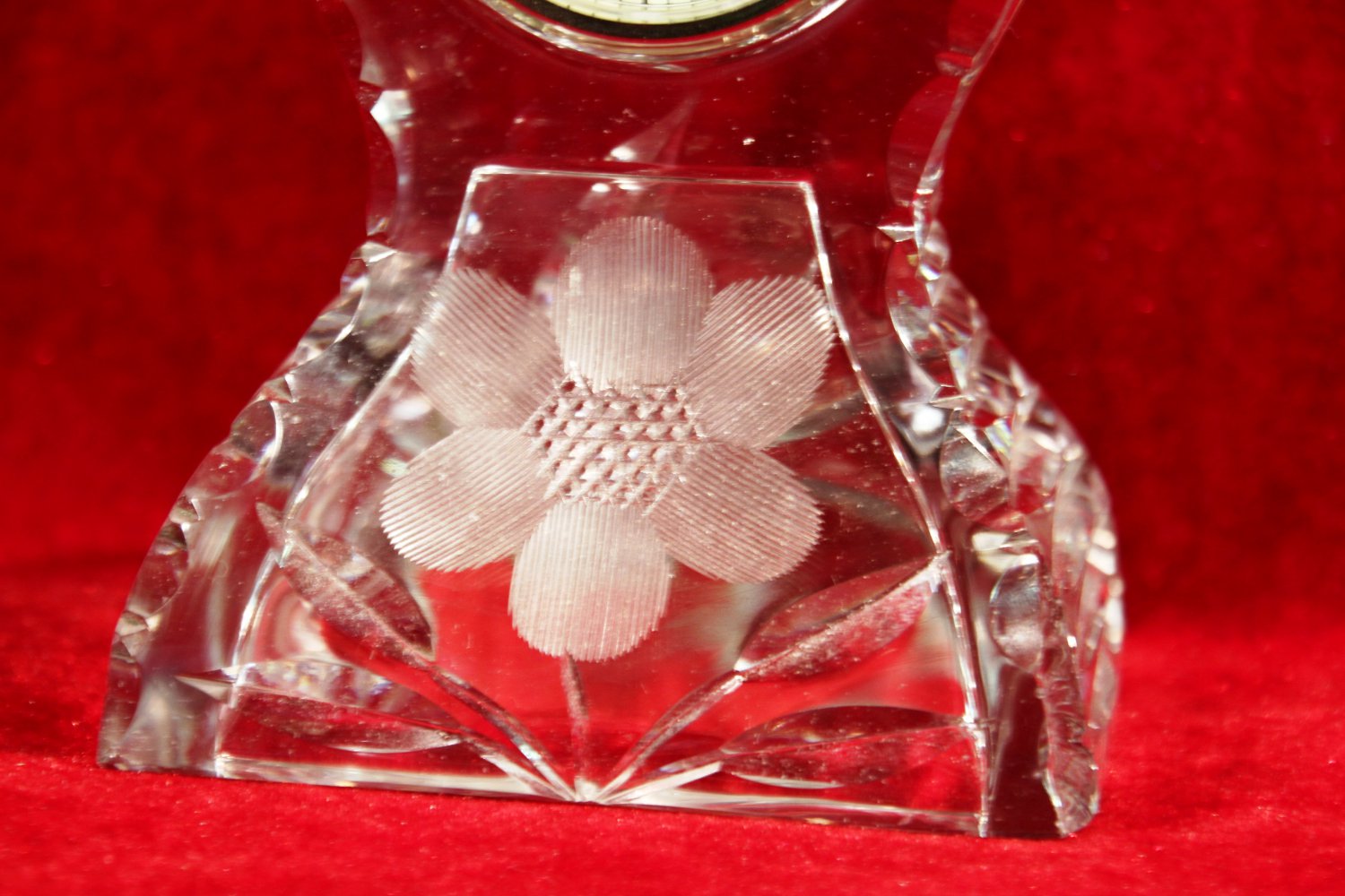 Vitnage Crystal Clock Fry Glass Company Floral Pattern