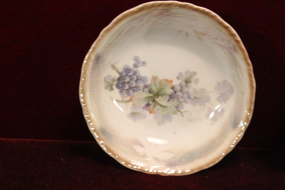 Antique China Bowl Set Grape Motif Nine Piece Set