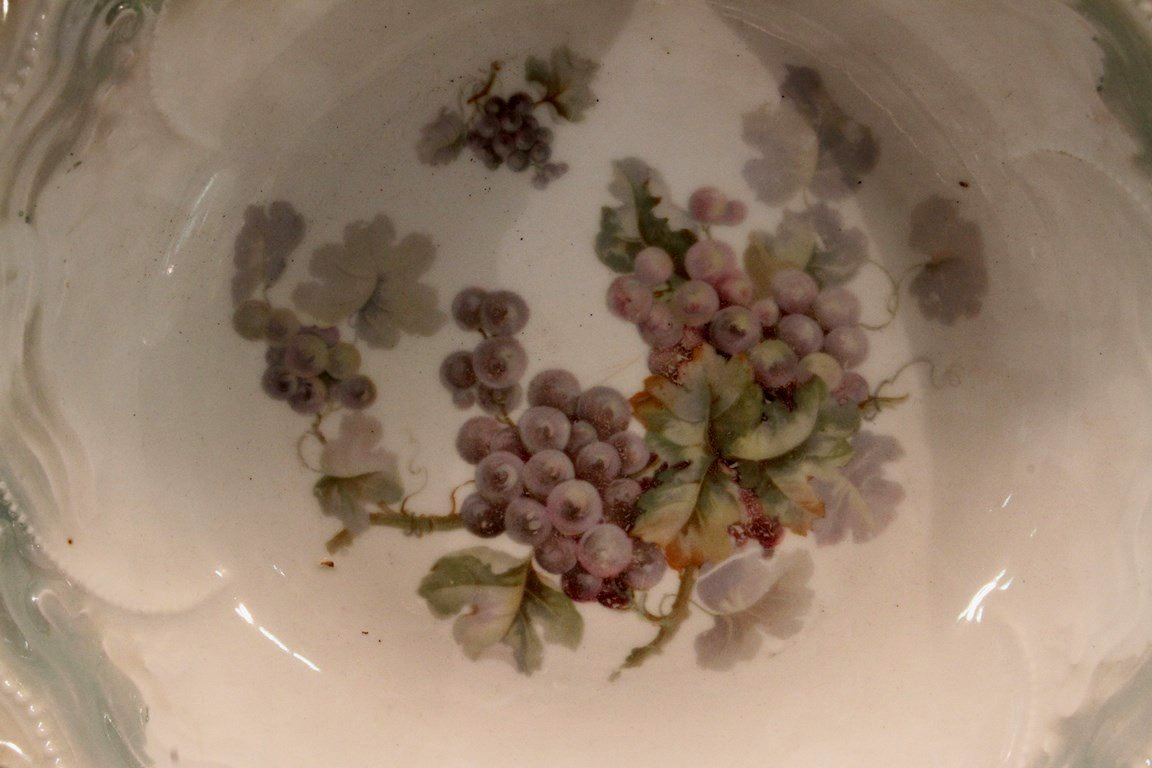 Antique China Bowl Set Grape Motif Nine Piece Set