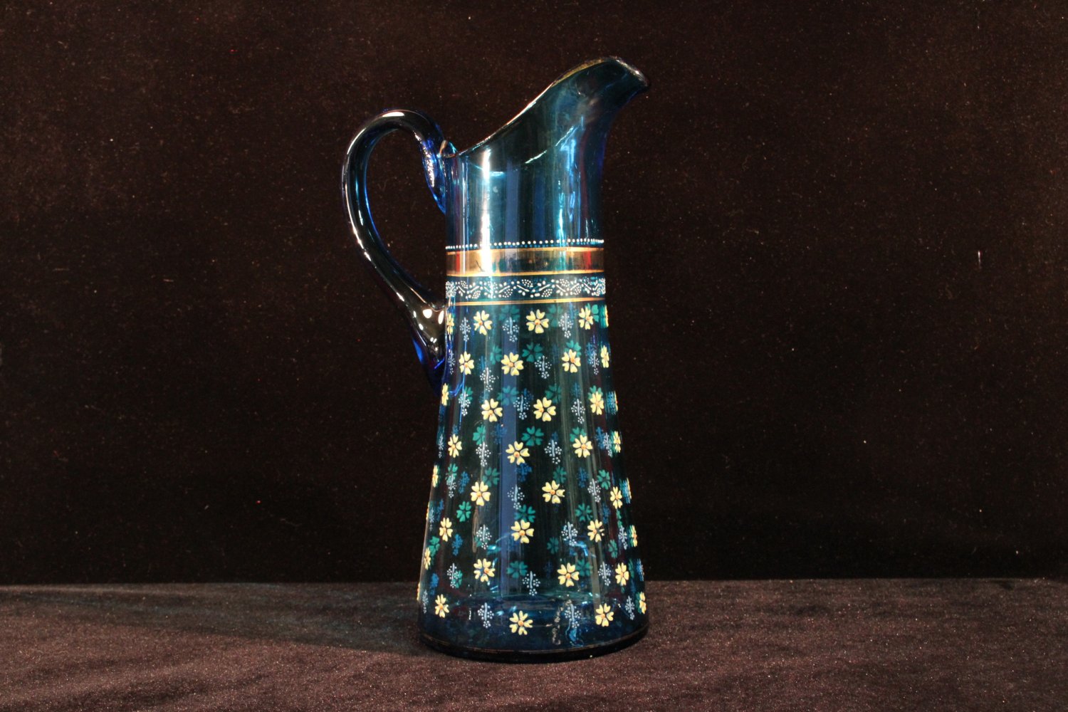 Vintage Glass Pitcher Enameled