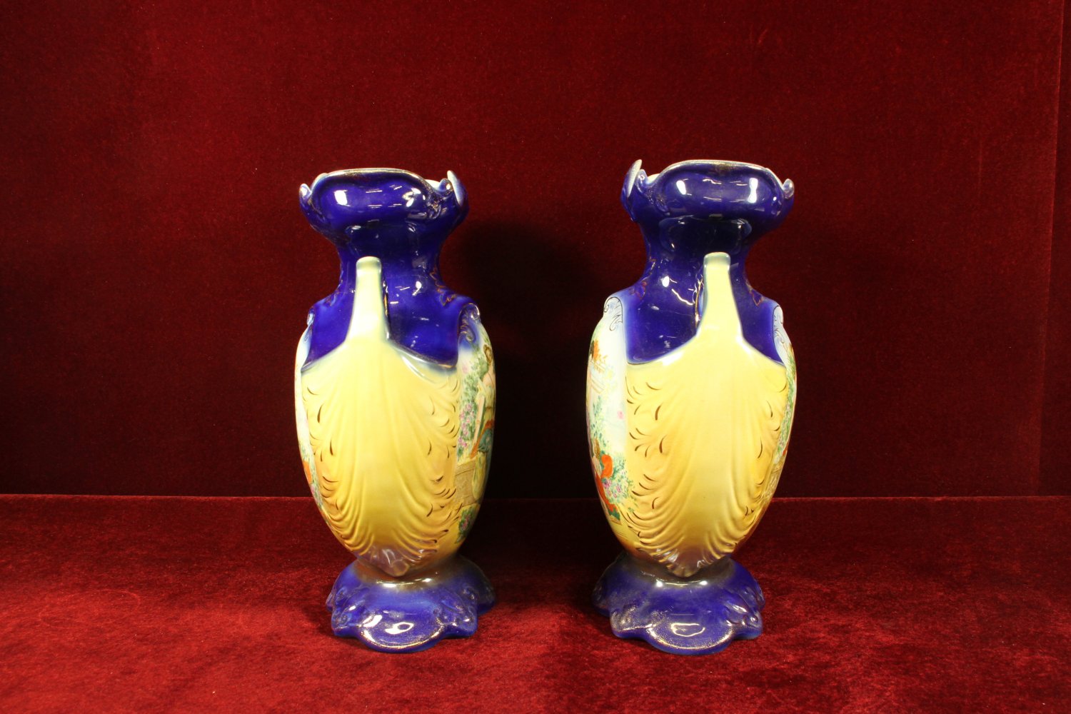 Antique Victoria Ware Vases Pair Lovely maidens