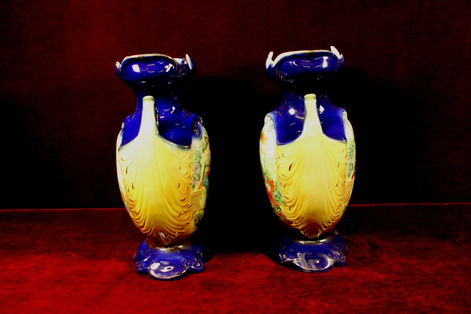 Antique Victoria Ware Vases Pair Lovely maidens