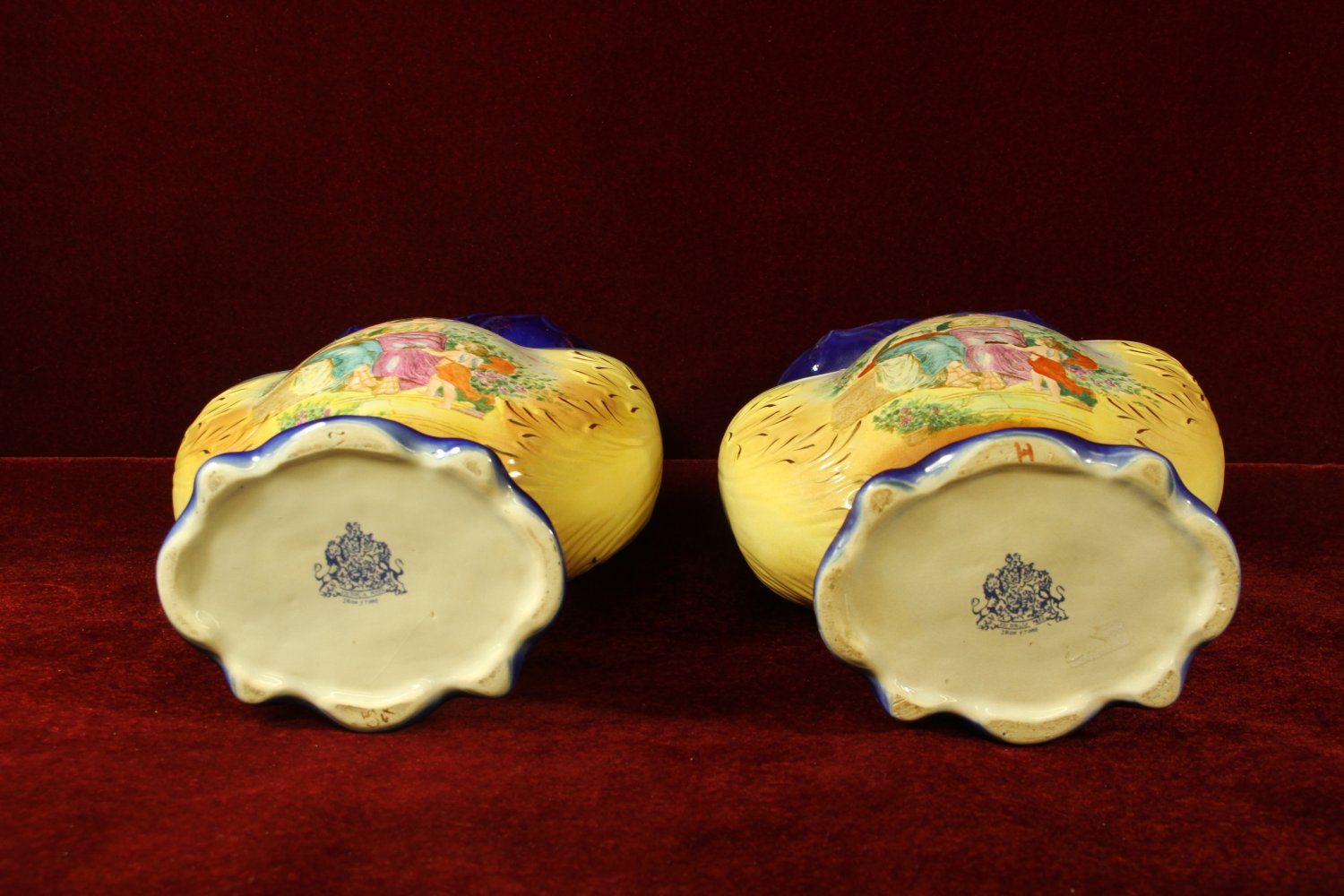 Antique Victoria Ware Vases Pair Lovely maidens