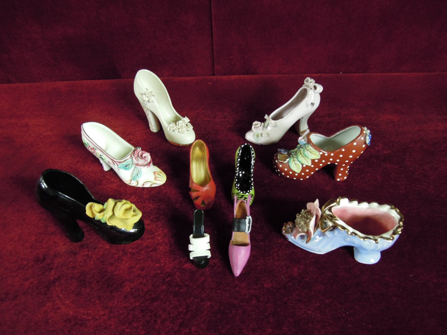 Porcelain Glass Shoe Collection Ten Pieces