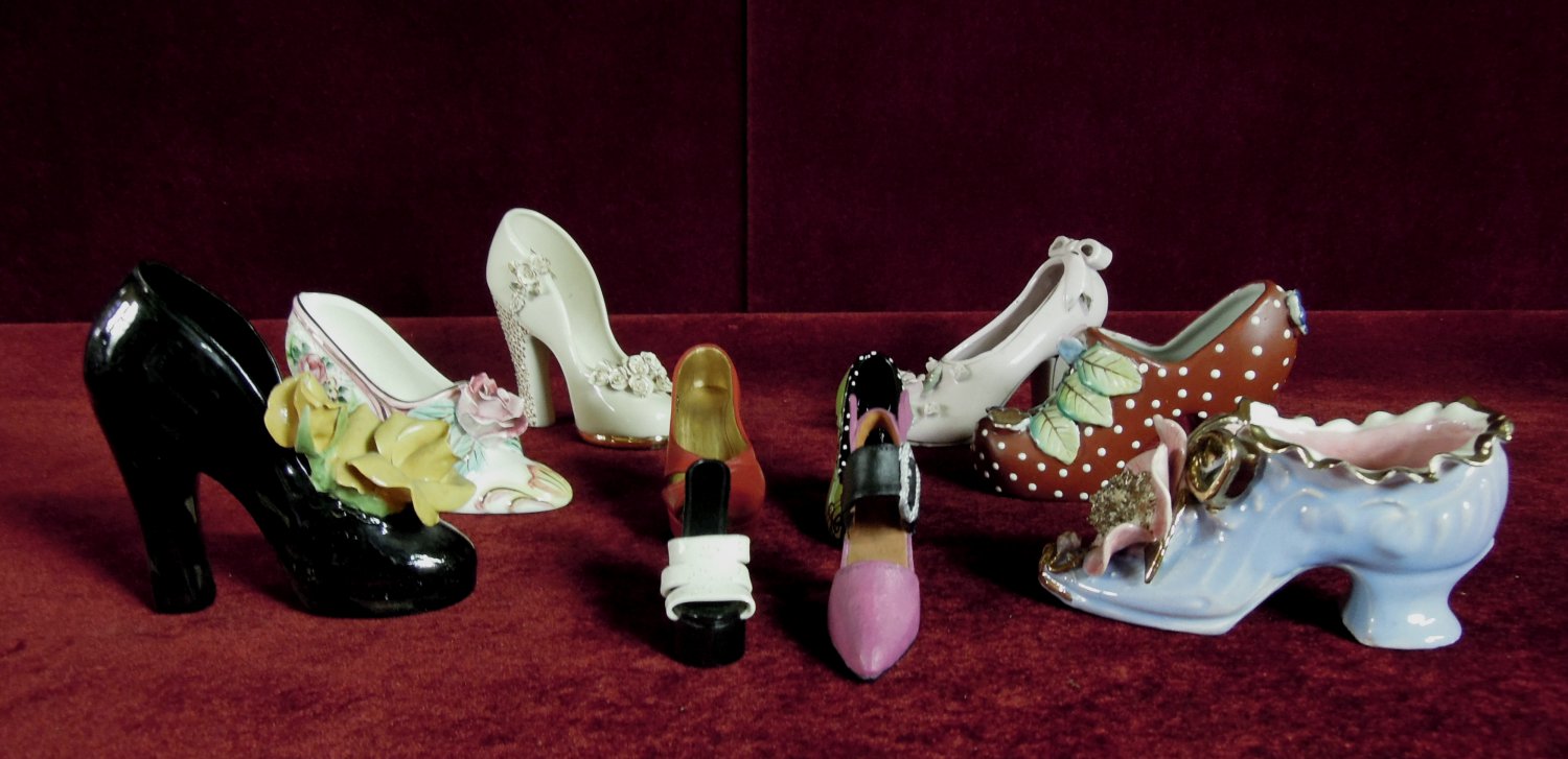 Porcelain Glass Shoe Collection Ten Pieces
