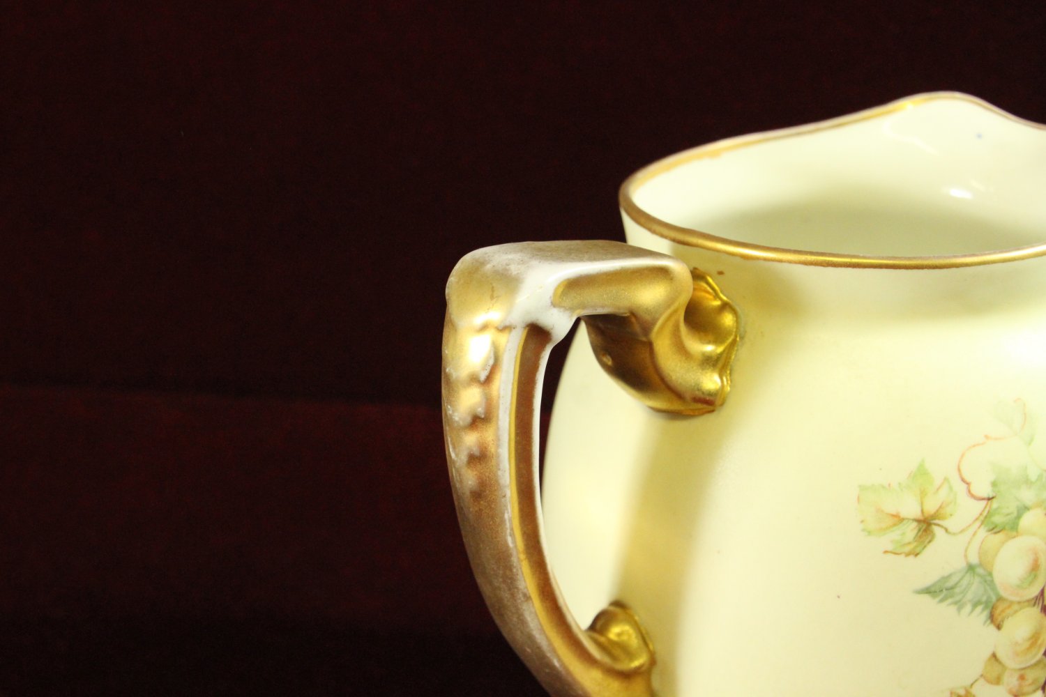 Antique Empire China Pitcher Grape Vine Pattern 7" Tall