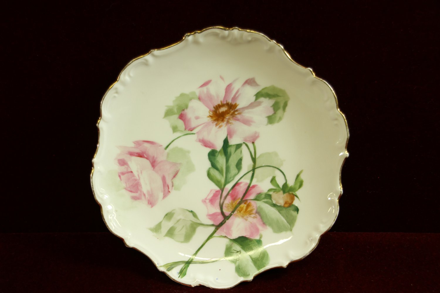 Flambeau Limoges Plate LDBC Pink Flowers Signed France