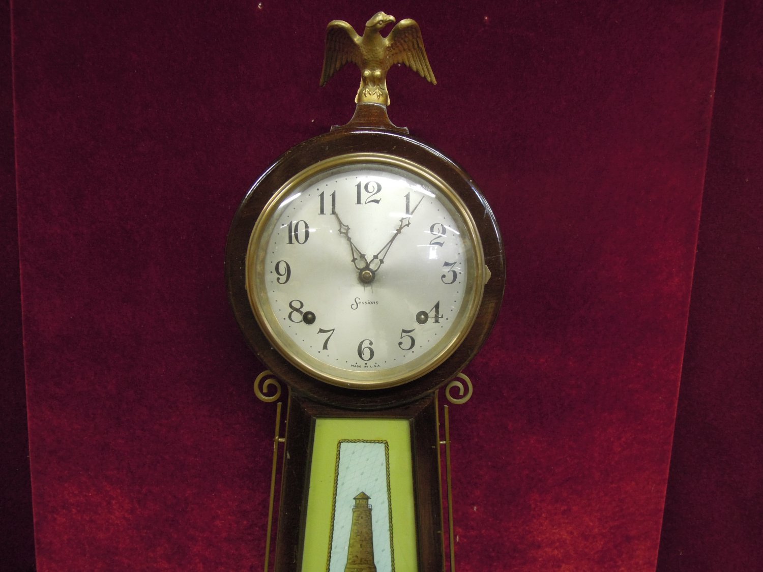 off market Antique Sessions Banjo Wall Clock Nautical Lighthouse Ship ...