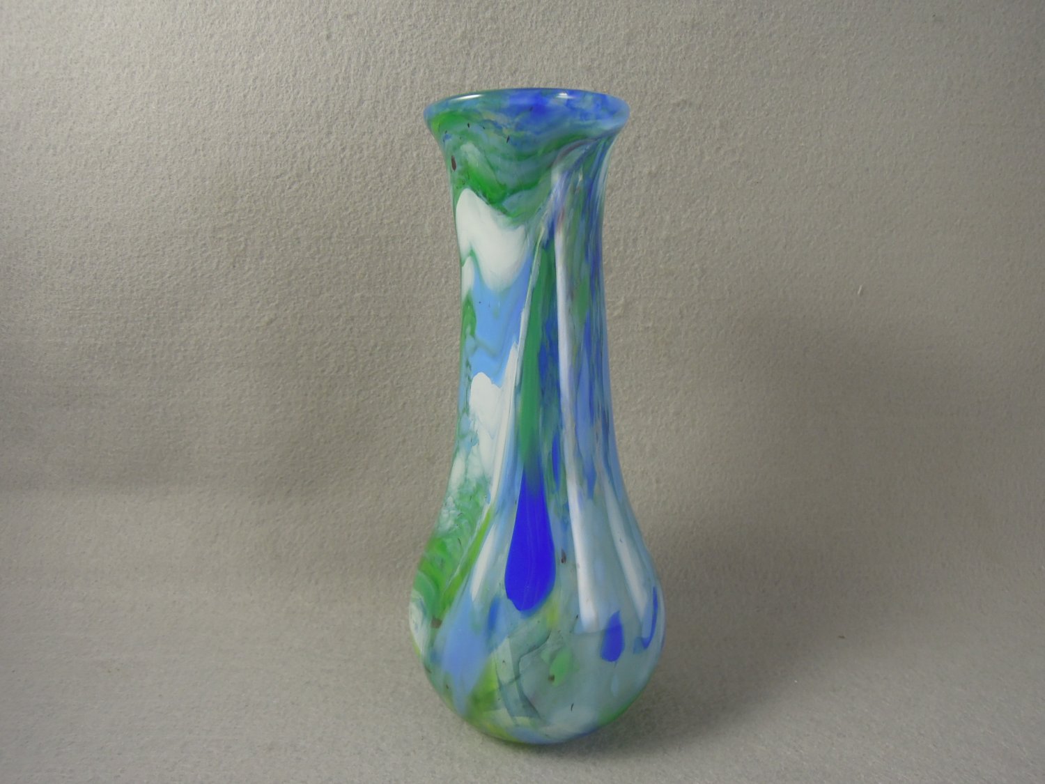 Splatter Glass Vase Blue White Vintage