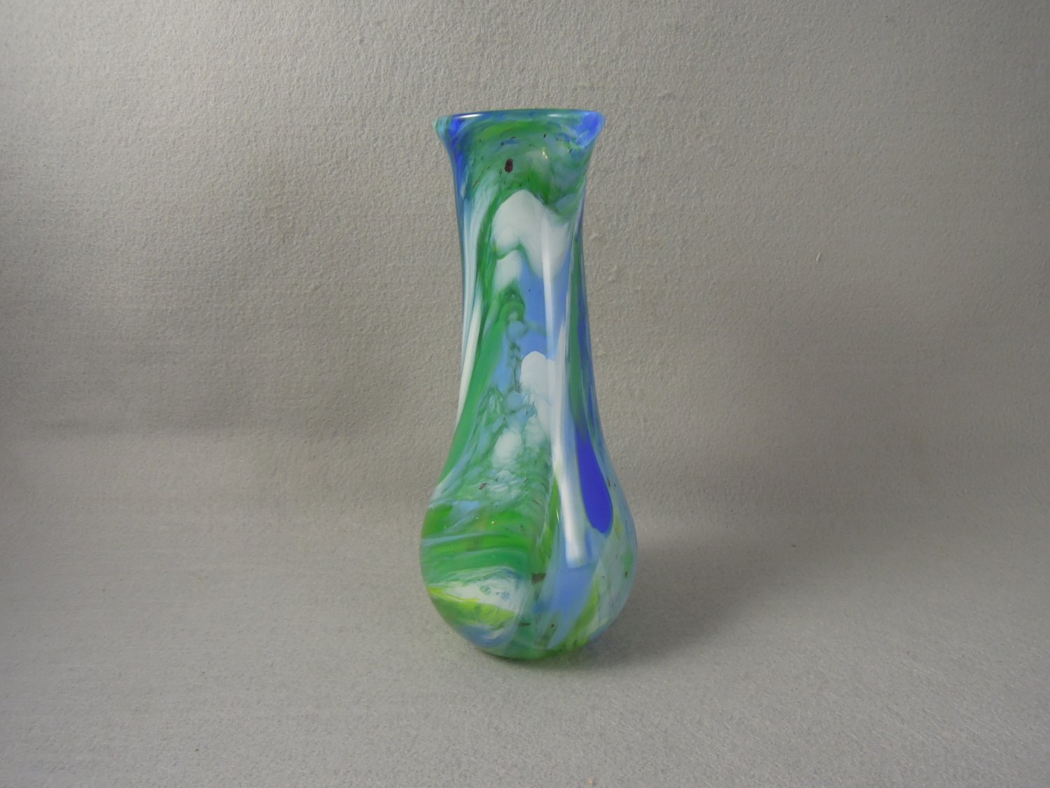 Splatter Glass Vase Blue White Vintage