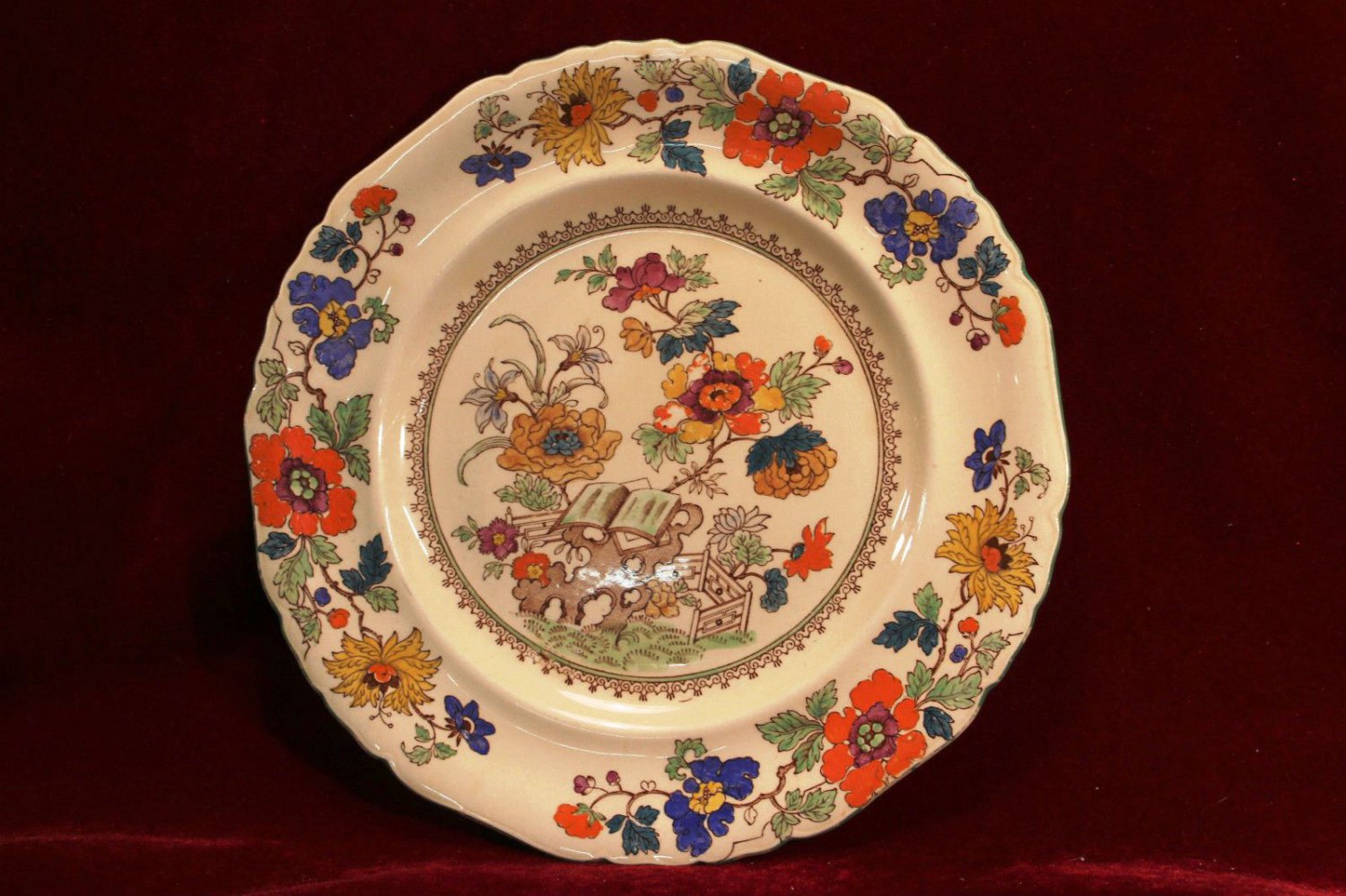 Antique Masons China Plate Bible Floral 1895- 1930