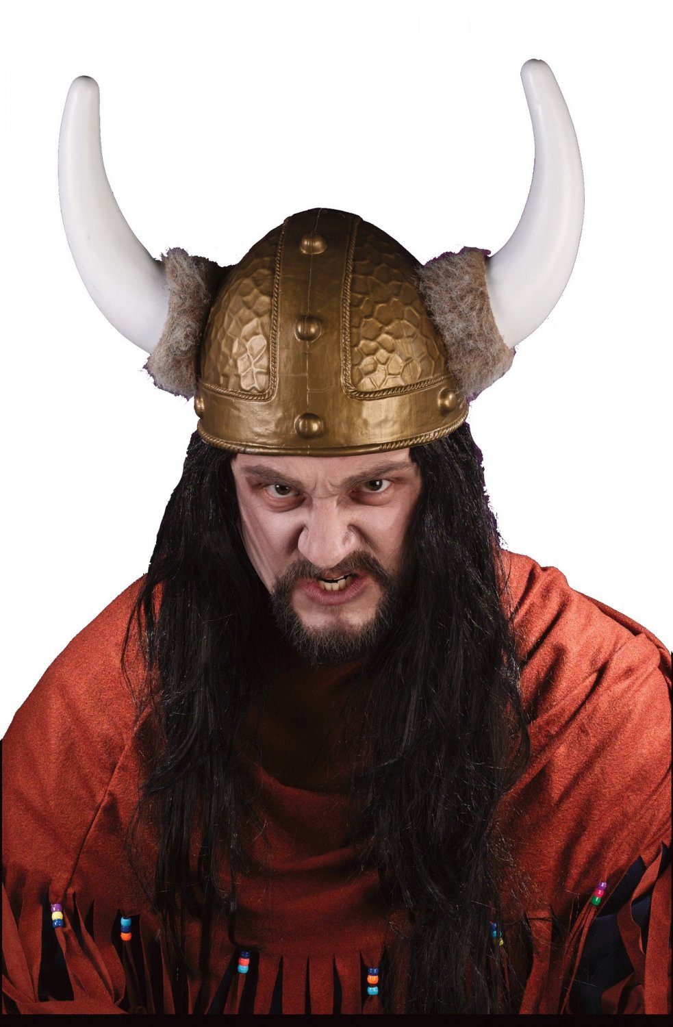 Viking Helmet HORNS MEDIEVAL METAL FUR HAT COSTUME