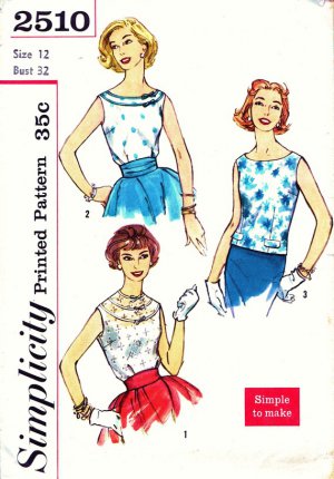 Simplicity 2510 50s "ONE YARD" BLOUSE Vintage Sewing Pattern