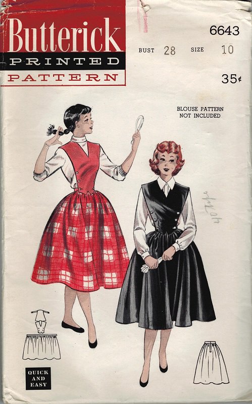 Butterick 6643 50s Retro Apron JUMPER Vintage Sewing Pattern
