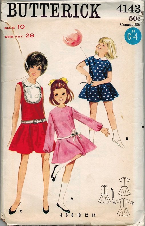 Butterick 4143 60s Hip Circular Skirt DRESS with Jewel Neckline Vintage ...