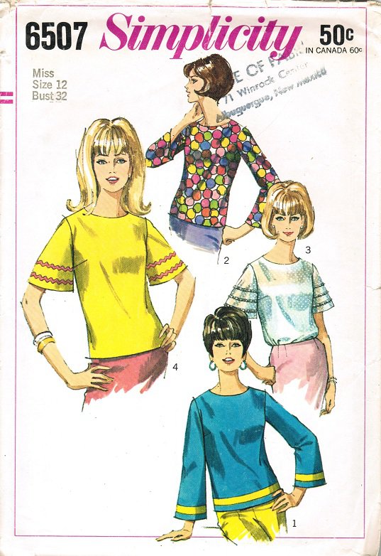 Simplicity 6507 60s Retro BLOUSE SET Vintage Sewing Pattern