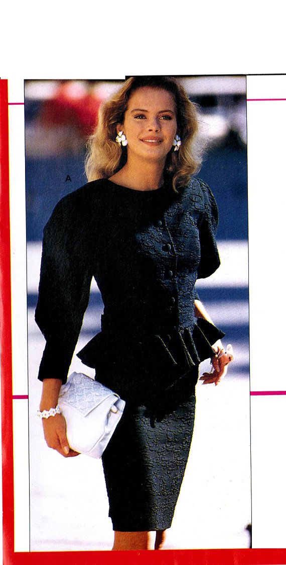 Burda 5506 Vintage 80s Suit JACKET and SKIRT with peplum Sewing Pattern