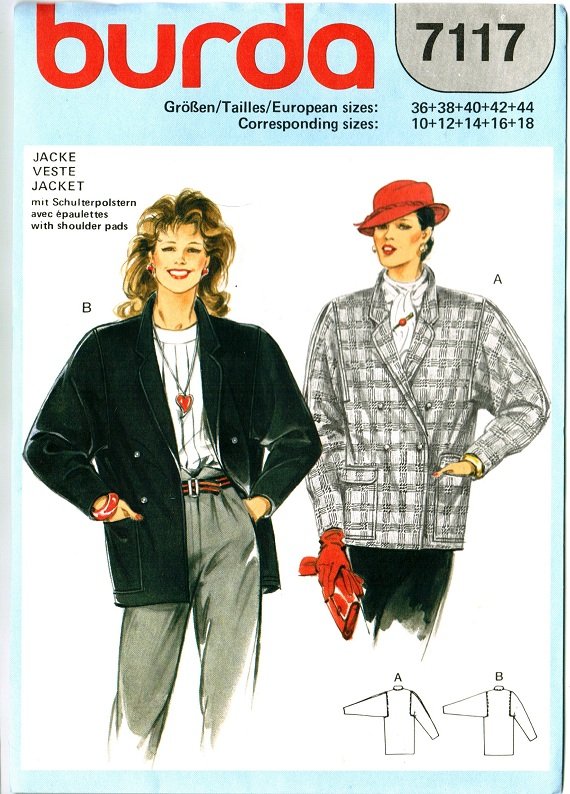 Burda 7117 Vintage 80s Fabulous Set of JACKETS Sewing Pattern