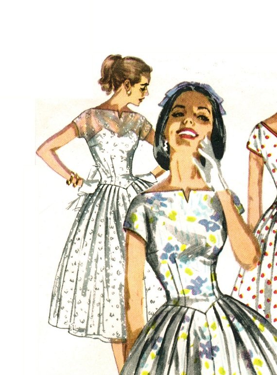 Simplicity 2023 Vintage 50s Bateau Neck, Basque Bodice DRESS Sewing Pattern