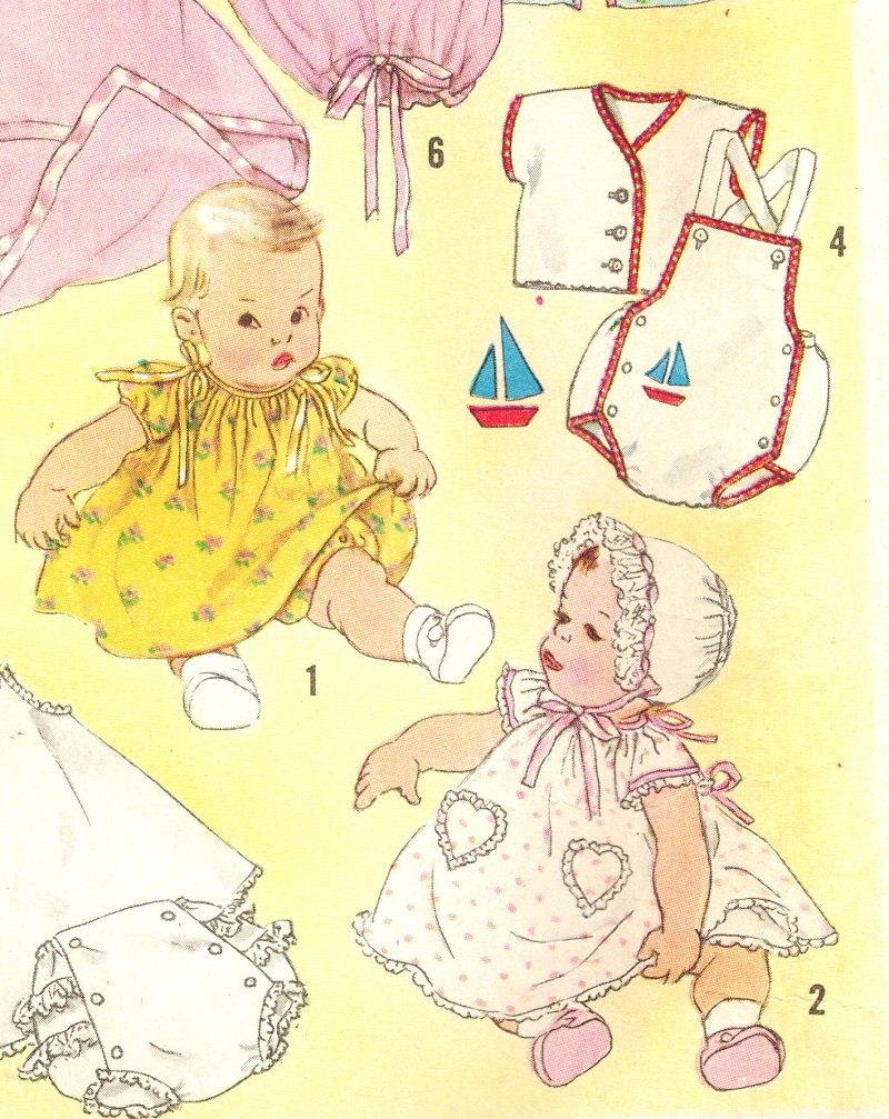 SImplicity 1443 Vintage 50s Baby Infant Newborn Layette Sewing Pattern ...