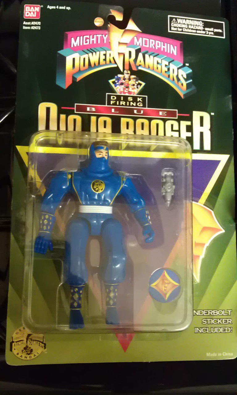 Mighty Morphin Power Rangers Disc Firing Blue Ninja Ranger