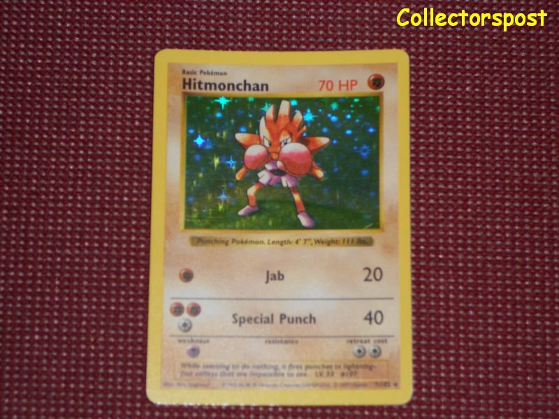 Pokemon Base Set Unlimited Shadowless Hitmonchan Holo