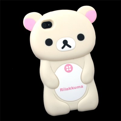 3D White Rilakkuma Bear Hard Case Cover for iPhone 4 4S 4G #7761#
