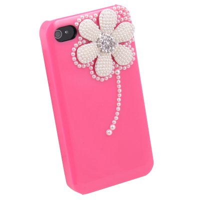 Elegant Pearl Daisy Petal Bloom Hard Skin Cover Case for iPhone 4G 4S Peach
