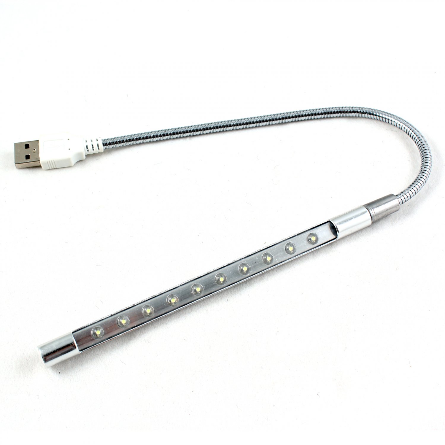 Silver Flexible USB 10 LED Light Lamp For Keyboard Reading Notebook ...