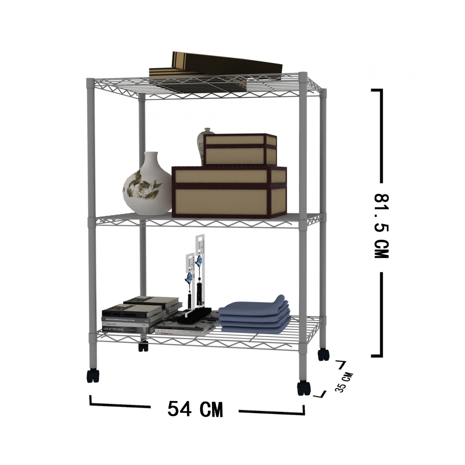 Grey Commercial 3 Layers Shelf Steel Wire Metal Shelving Rack(Ship US ...