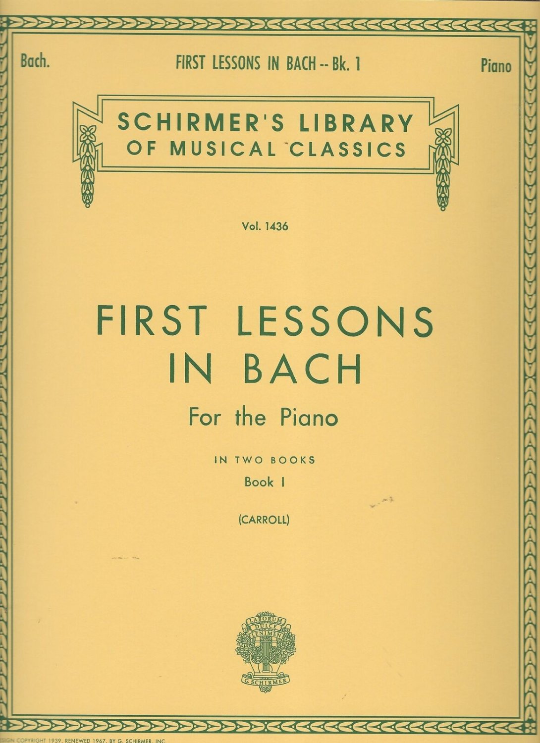 Schirmer Library of Classics Volume 1436 First Lessons in Bach Book 1