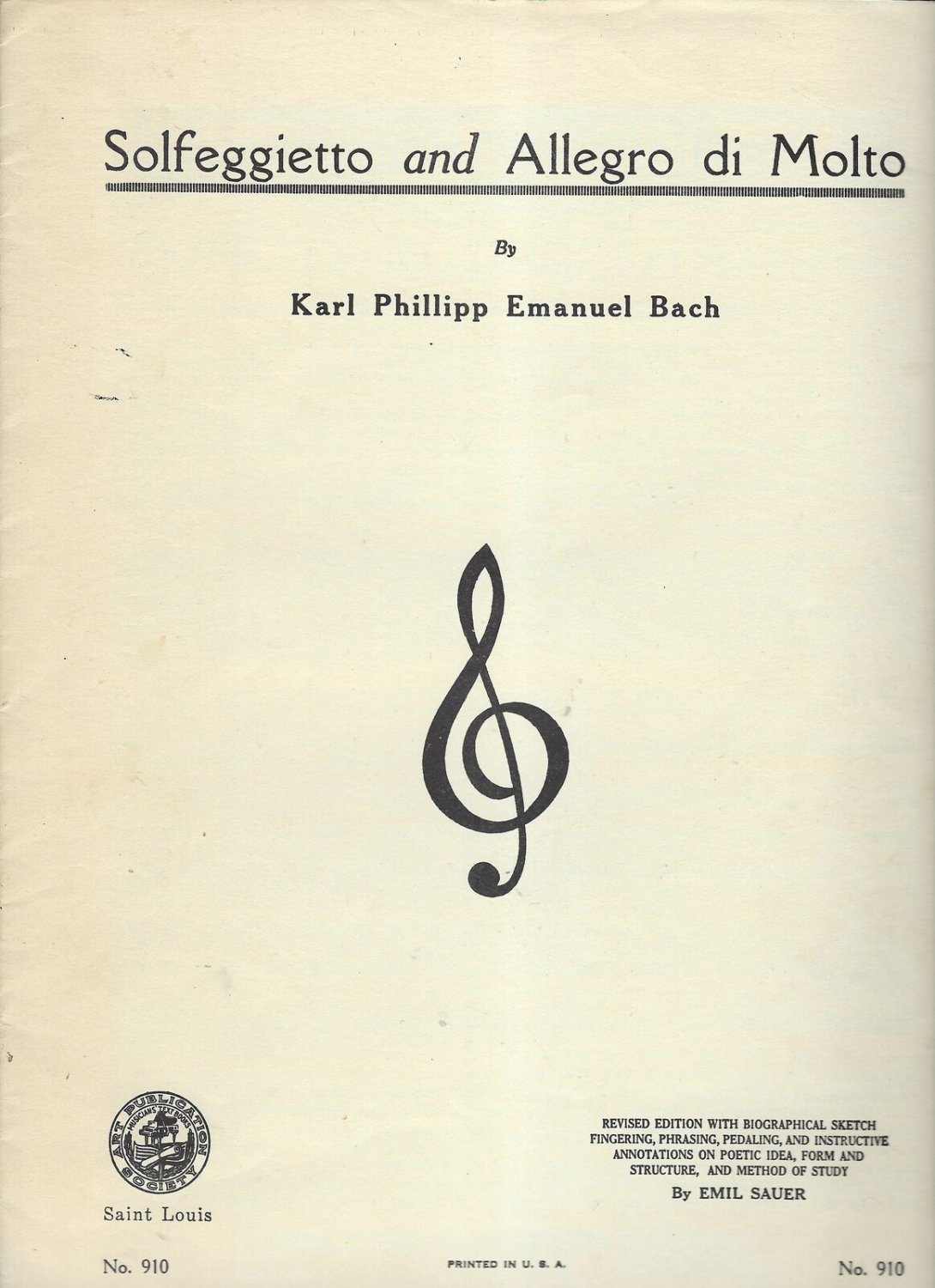 Vintage Sheet Music Solfeggietto and Allegro di Molto 1946