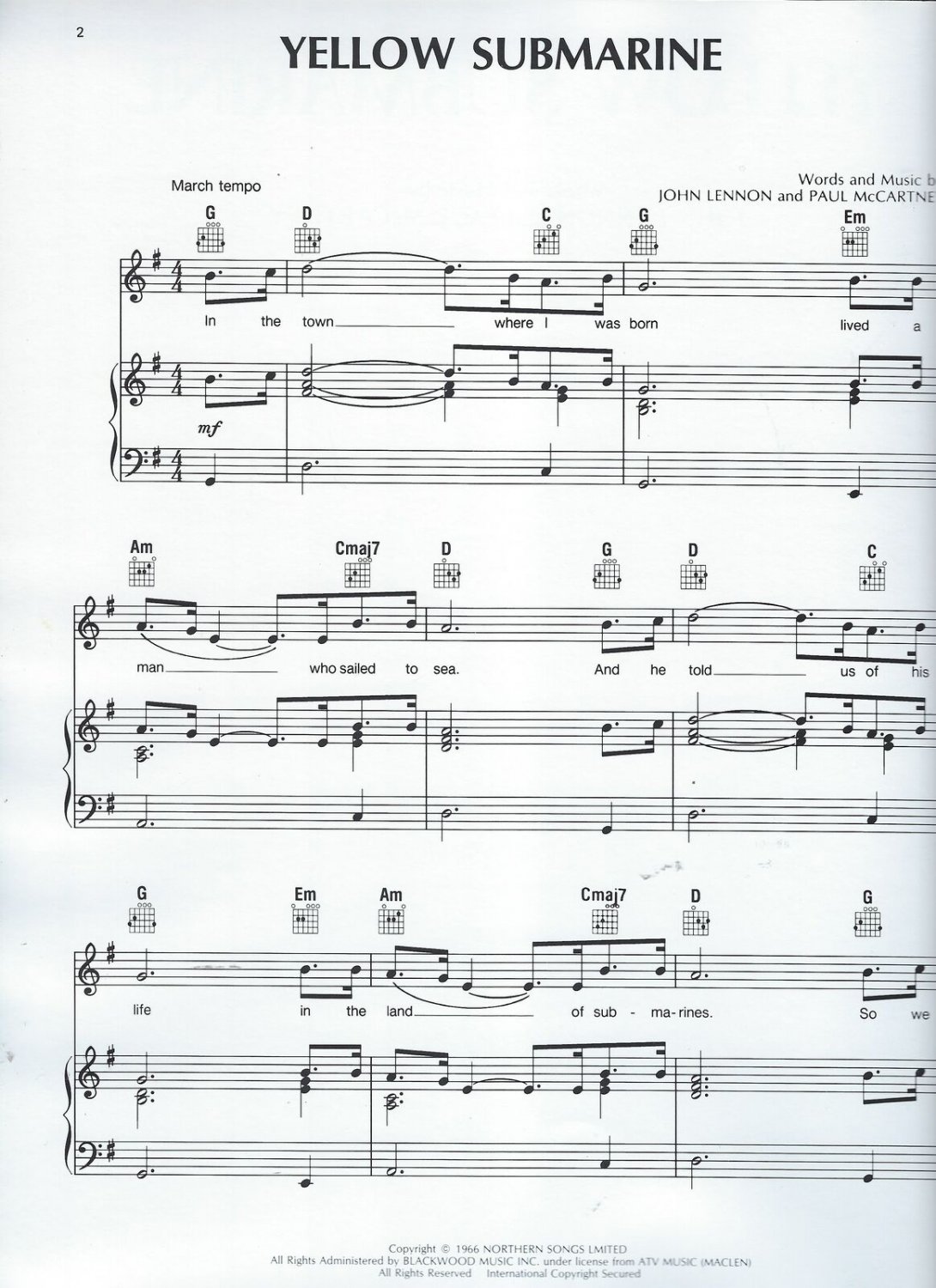 The Beatles Yellow Submarine Sheet Music