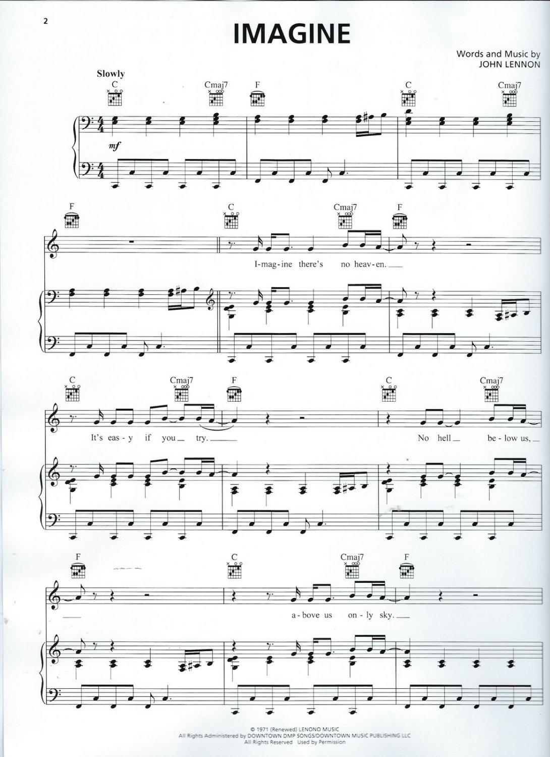 Imagine by John Lennon Sheet Music