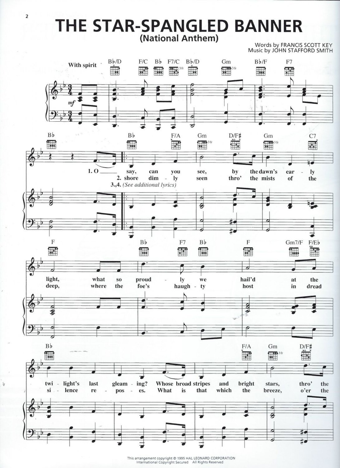 Star Spangled Banner Sheet Music