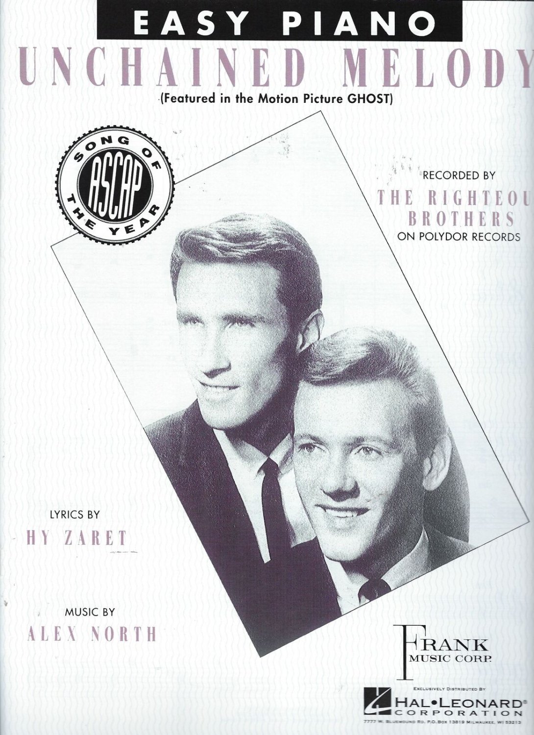 The Righteous Brothers Unchained Melody Easy Piano Sheet Music