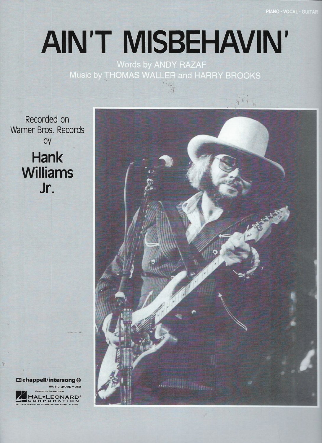 Hank Williams Ain't Misbehavin' Sheet Music
