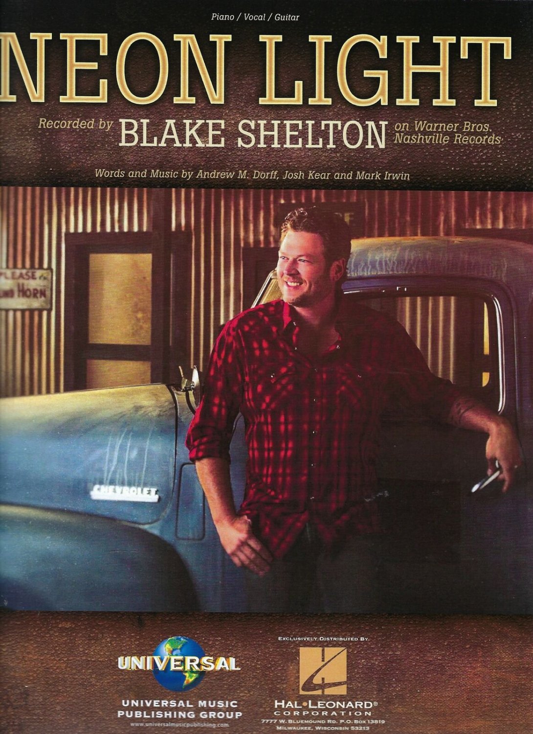 Blake Shelton Neon Light Sheet Music