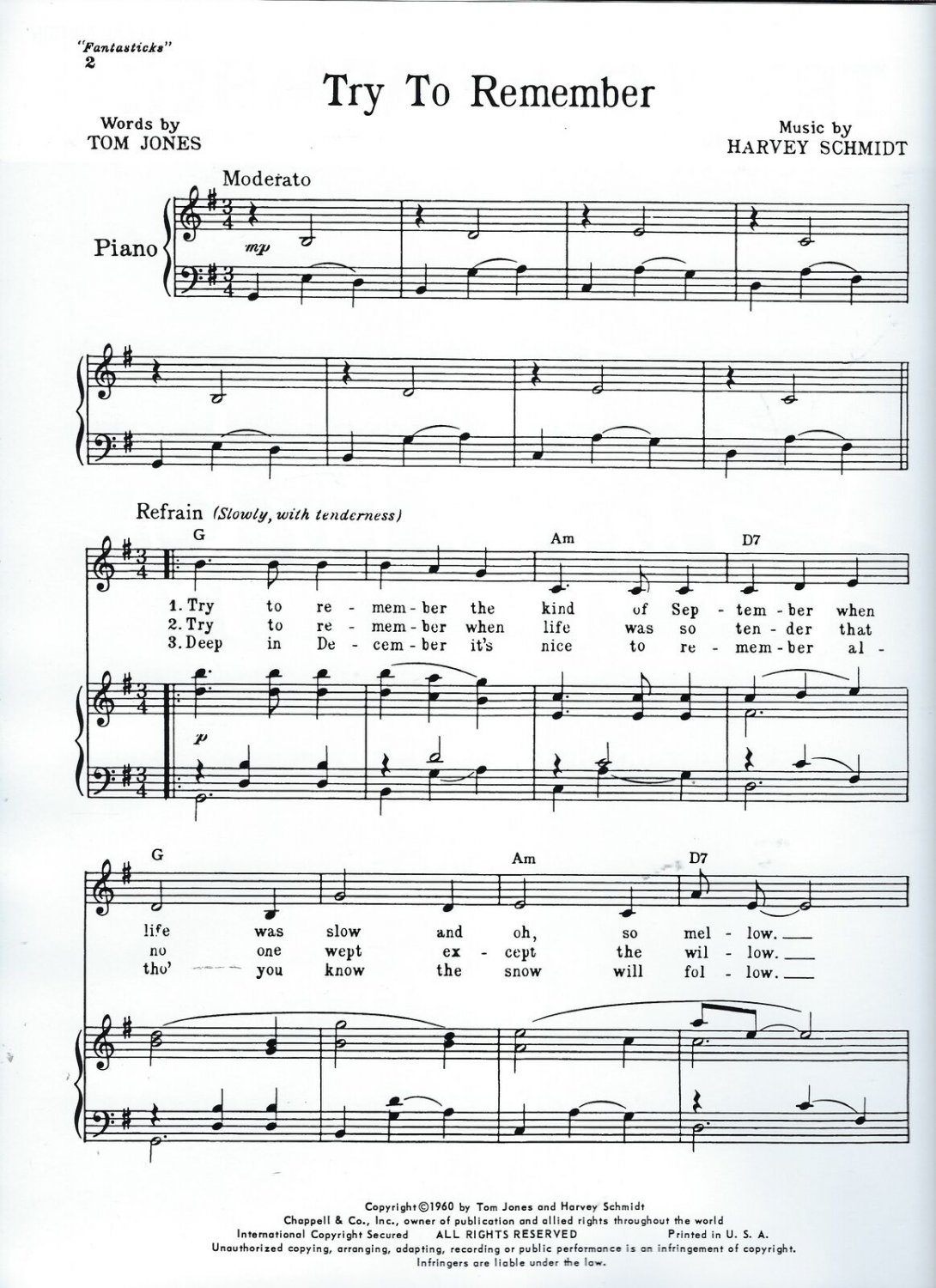 Try To Remember ( From 'The Fantasticks') Sheet Music