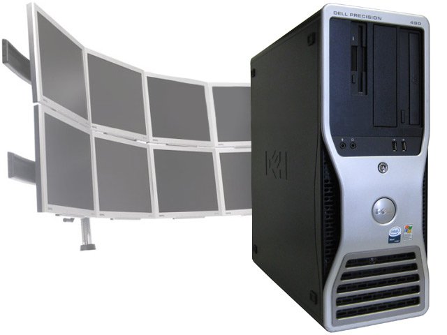 Dell 490 Quad Core 2.33GHz/4GB RAM 1TB HDD Eight 8 Multi Monitor ...